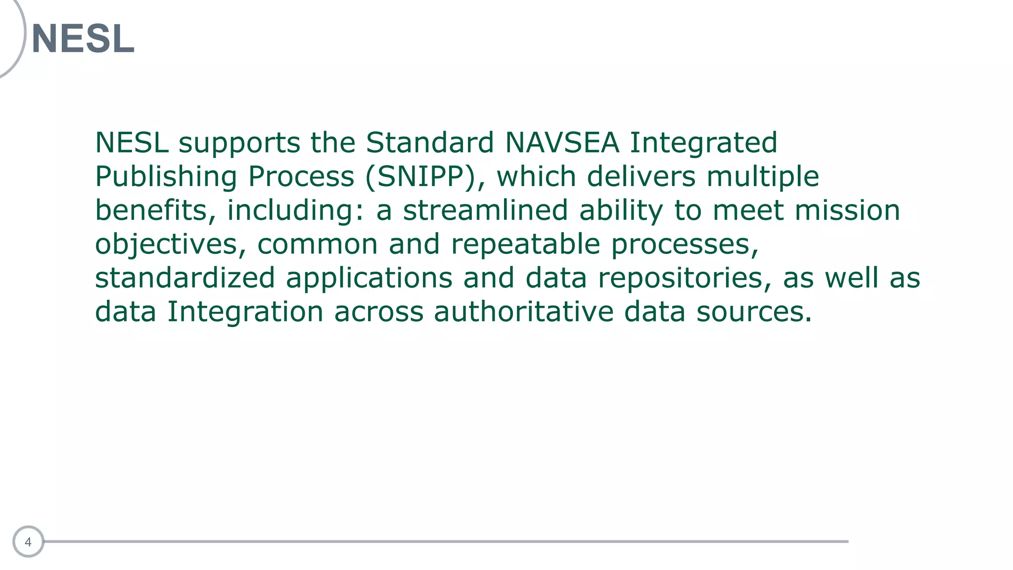 SDL NESL Program and The Standard NAVSEA Integrated Publishing Process ...
