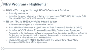 SDL NESL Program and The Standard NAVSEA Integrated Publishing Process (SNIPP) A continuous ...