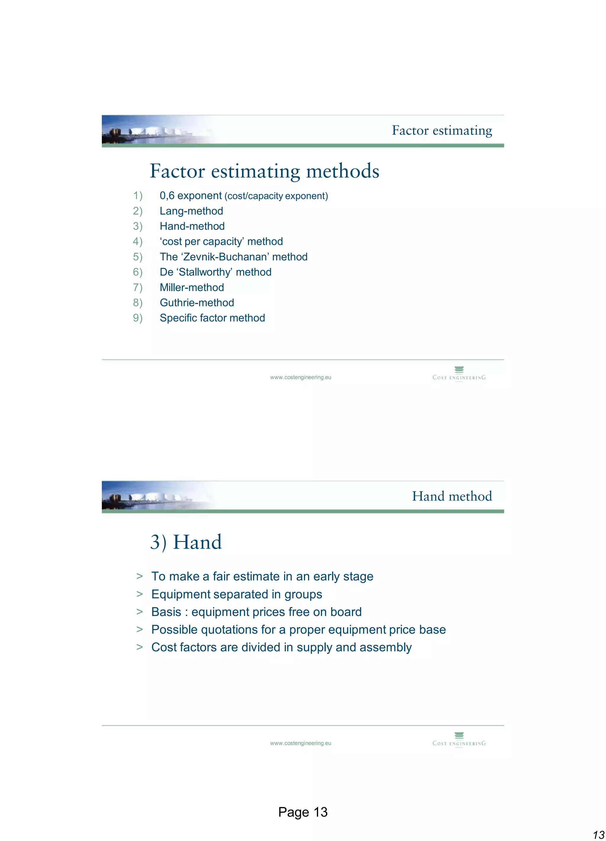 Cost Engineering in the process industry | PDF