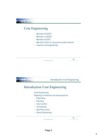Cost Engineering in the process industry | PDF