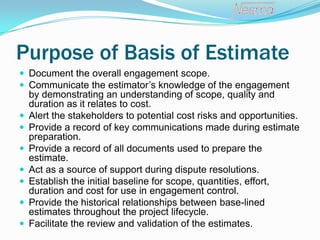 Basis of Estimate for IT Services | PPT
