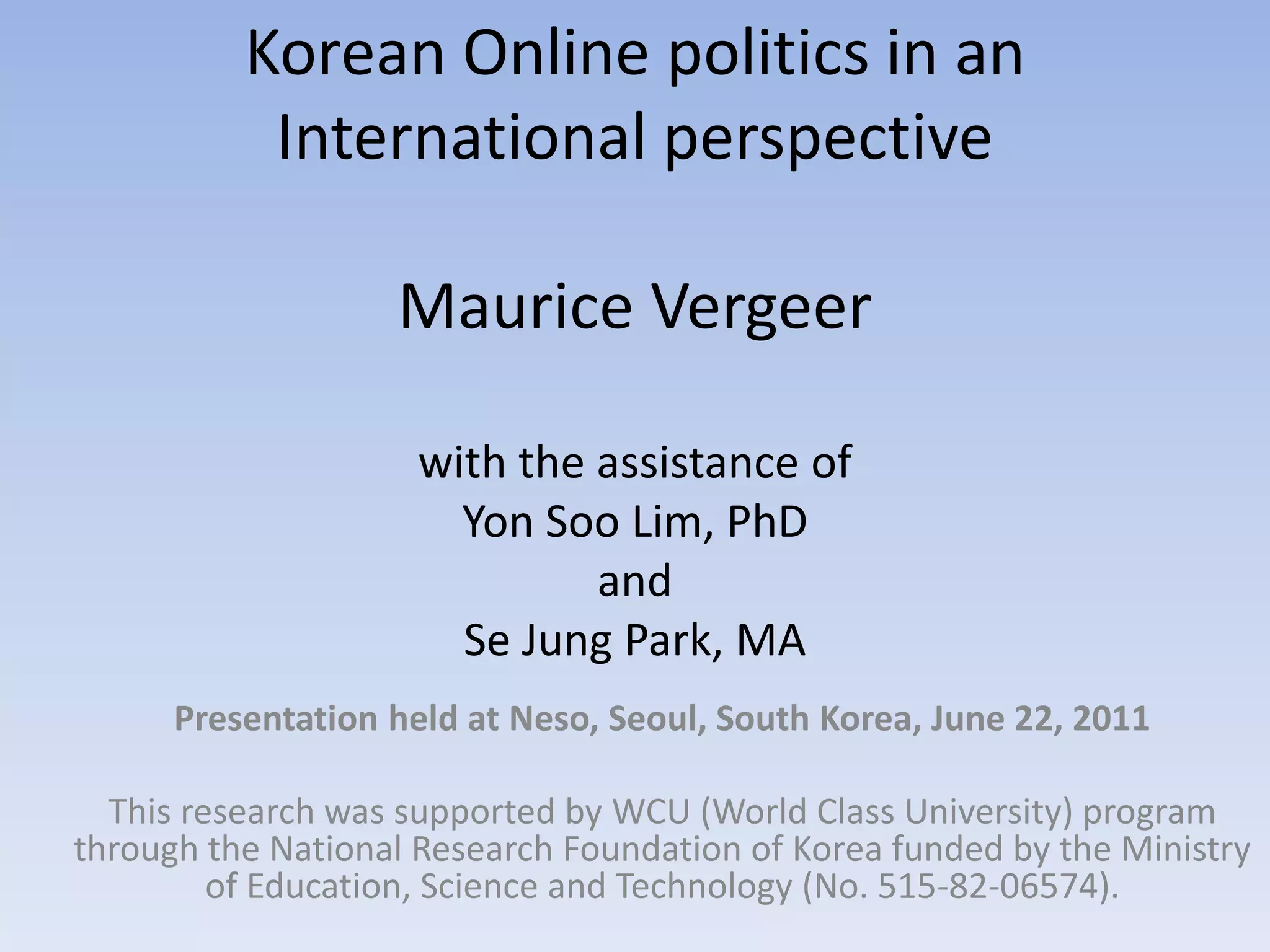 Neso nuffic presentation in Seoul | PPT