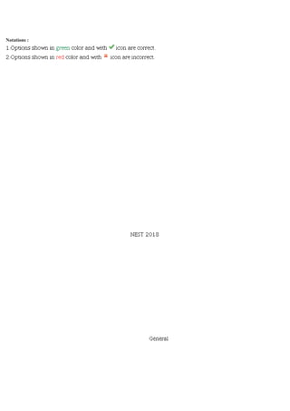 NEST 2018 Question Paper with Answer key | PDF