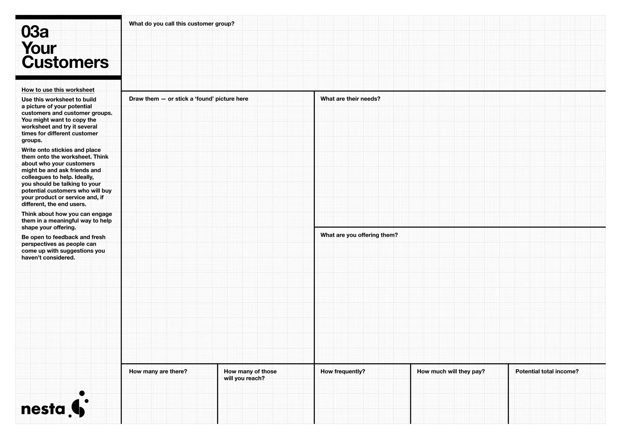 Nesta Creative Enterprise Toolkit A3 Worksheets | PDF