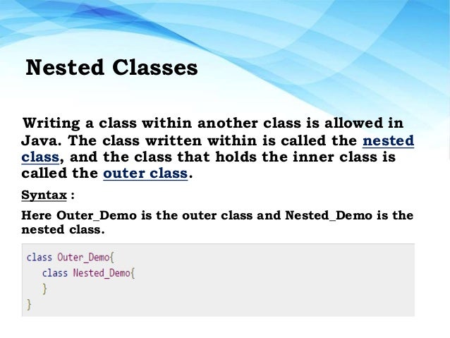 Nested Classes In Java