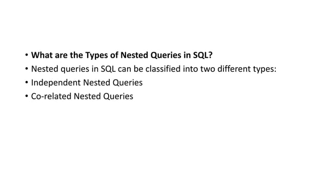 Nested Queries.pptx | Databases | Computer Software and Applications