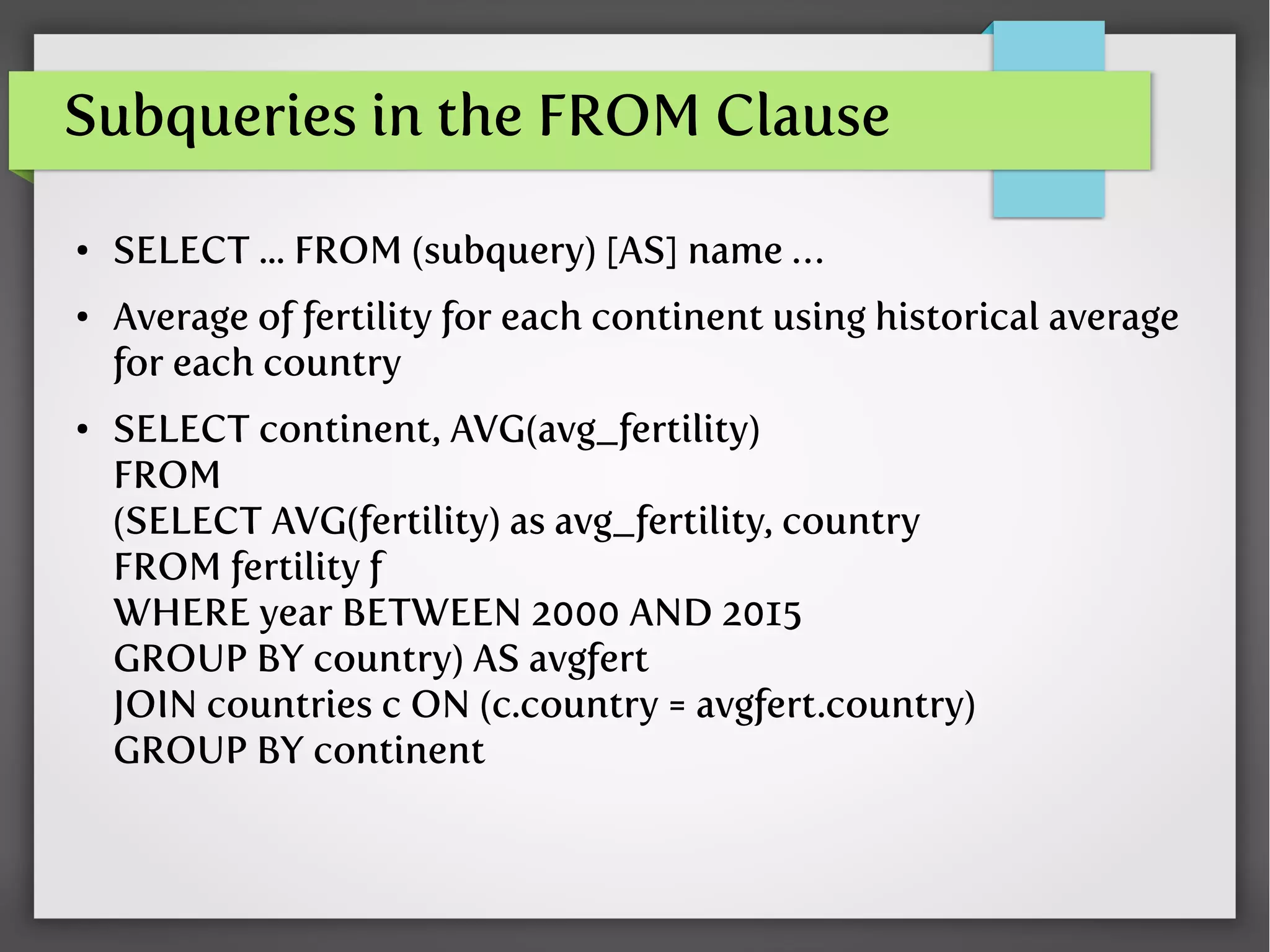 Nested Queries Lecture | PDF Nested Queries Lecture | PDF