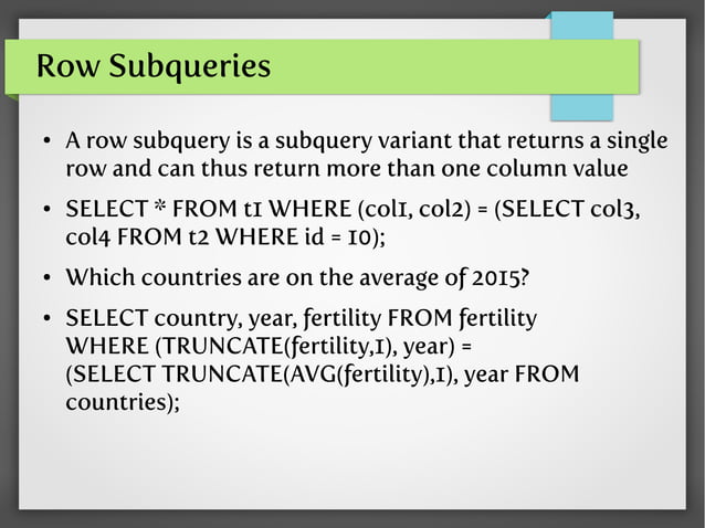 Nested Queries Lecture | PPT Nested Queries Lecture | PPT