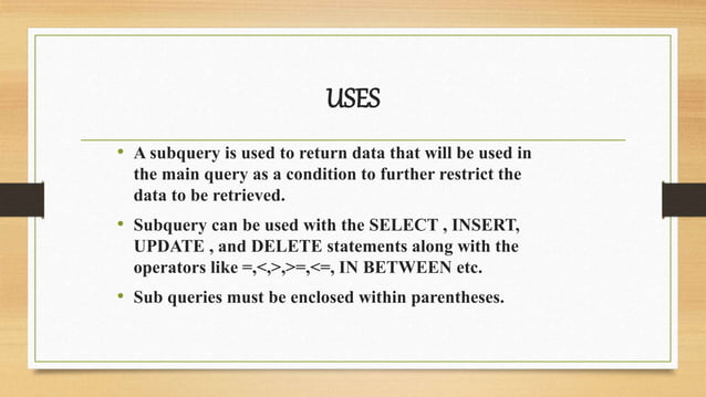 NESTED SUBQUERY.pptx | Databases | Computer Software and Applications