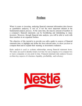 Financial Analysis of Nestle company | DOCX