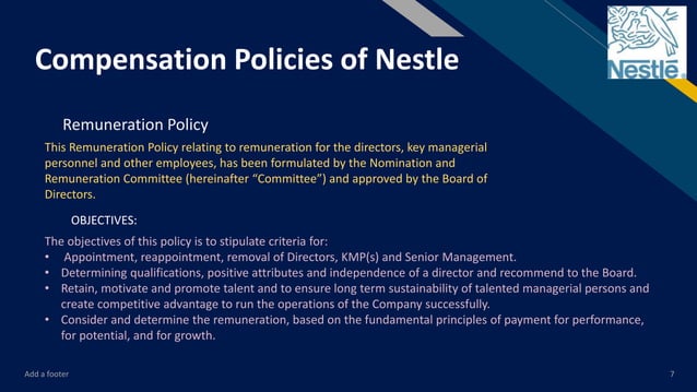 Nestle compensation policies | PPTX