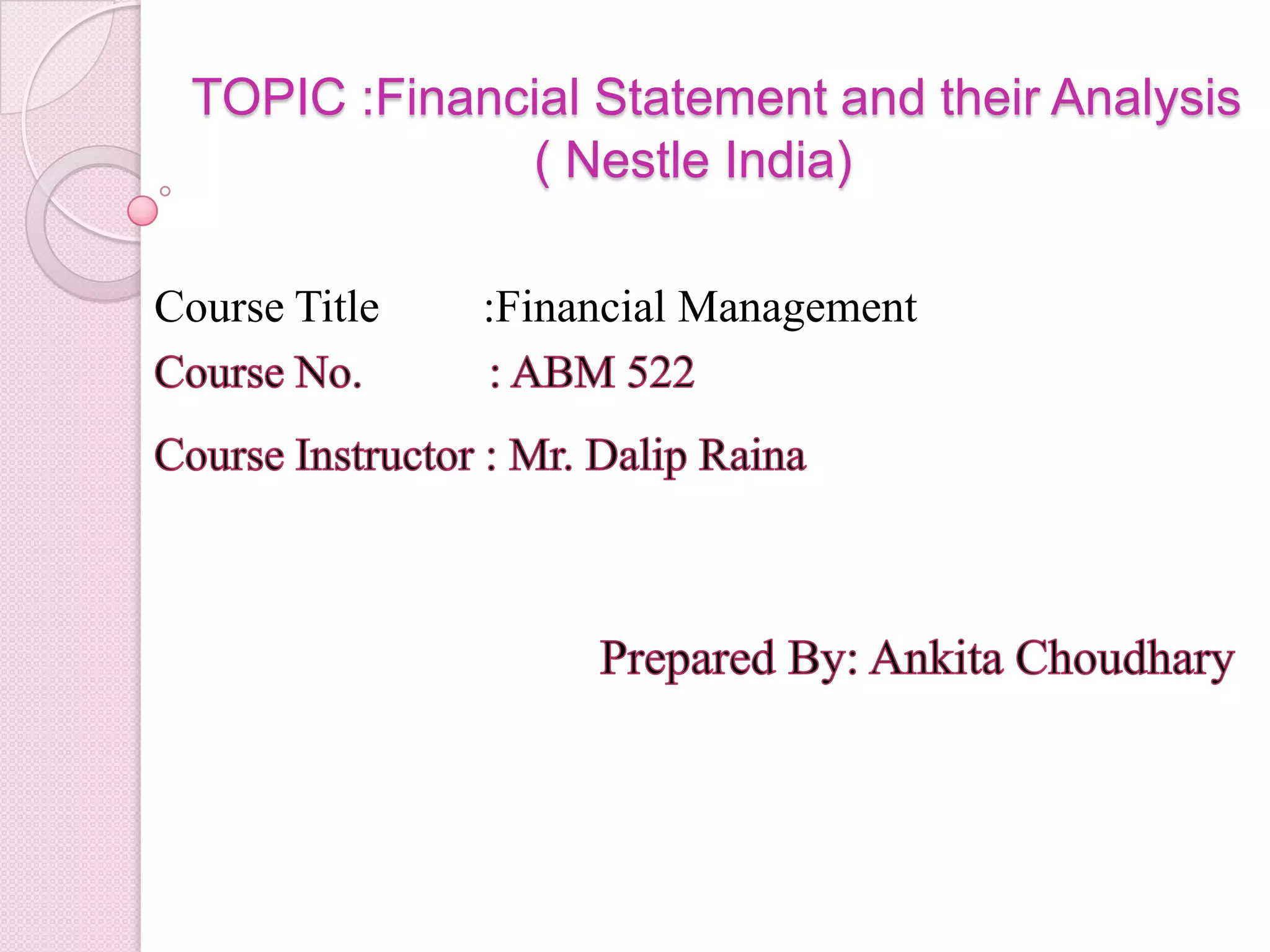 Nestle financial mgt | PPT