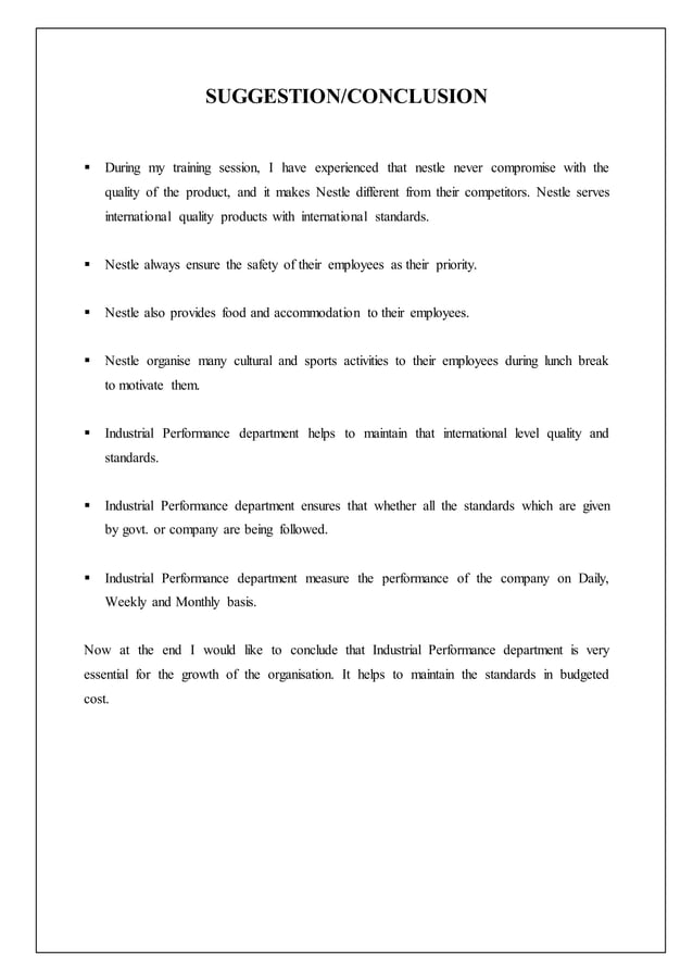 NESTLE India, Tahliwal Plant's Industrial Performance Department ...
