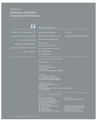 Nestle Nigeria Annual Report 2012 | PDF