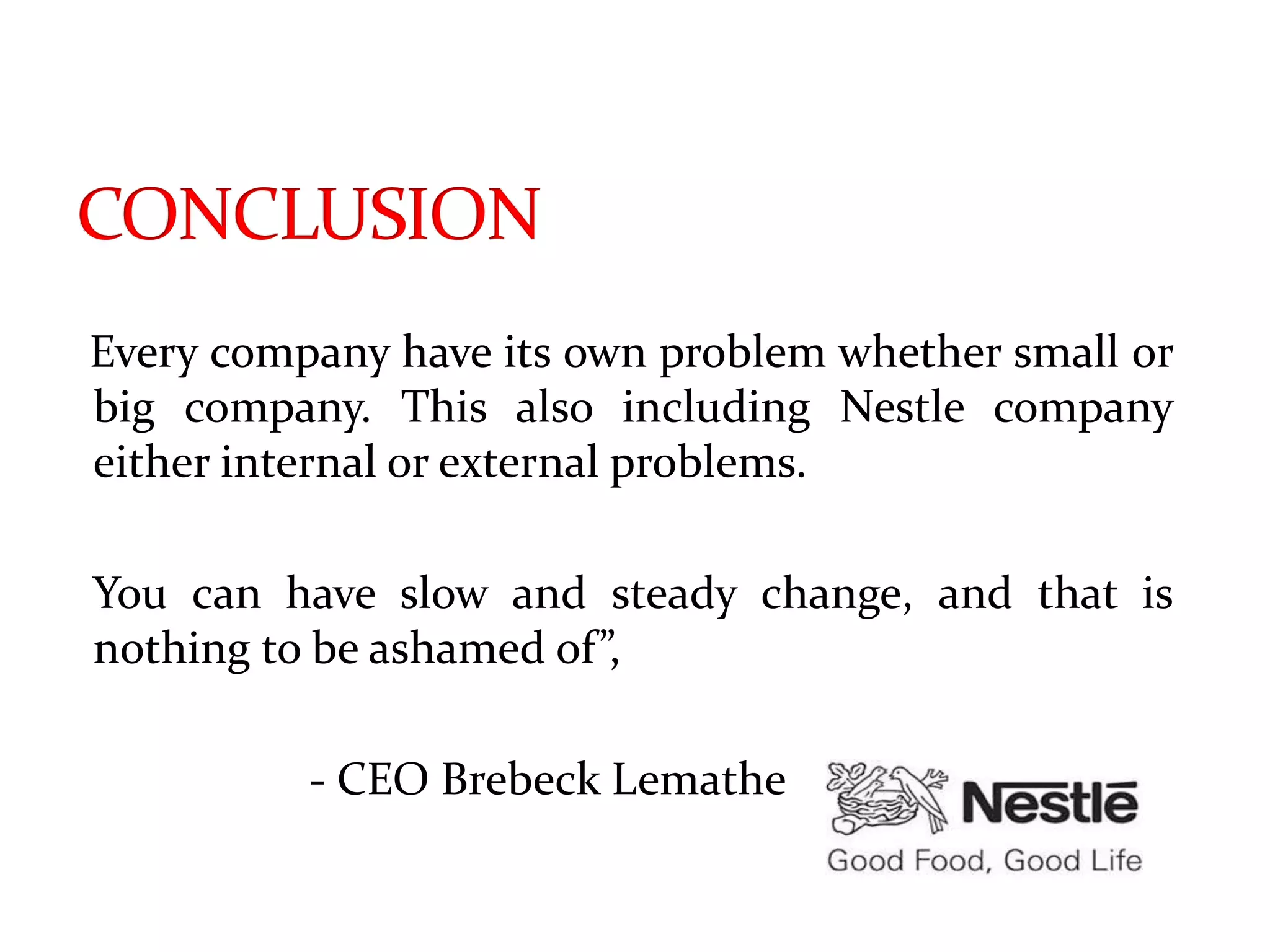 Management Of Change : A study of problem and Challenges in Nestle | PPTX