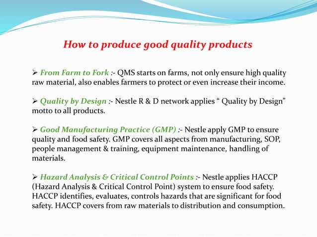 Nestle quality system | PPTX