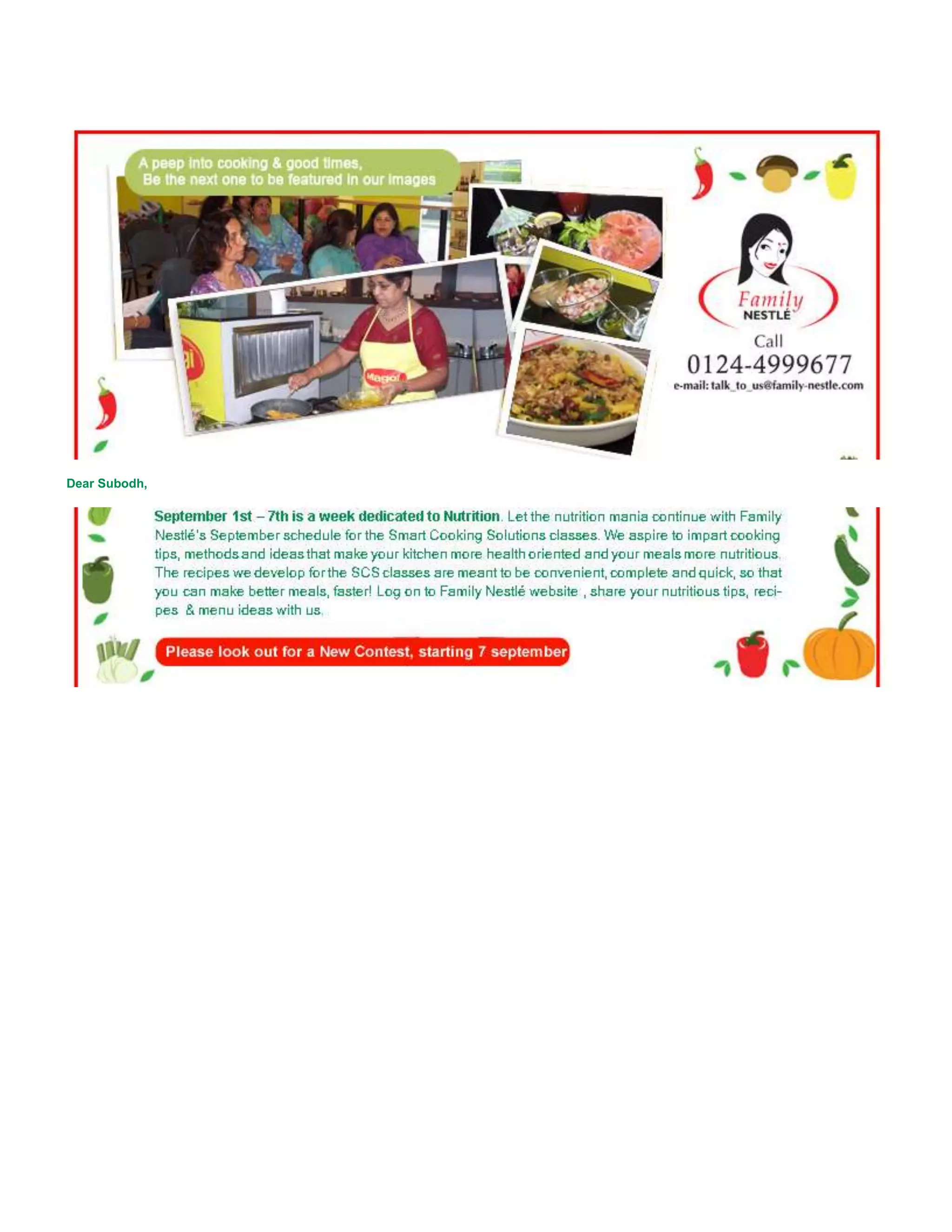 Nestle sept cooking demo classes schedule cooking classes in delhi | DOCX