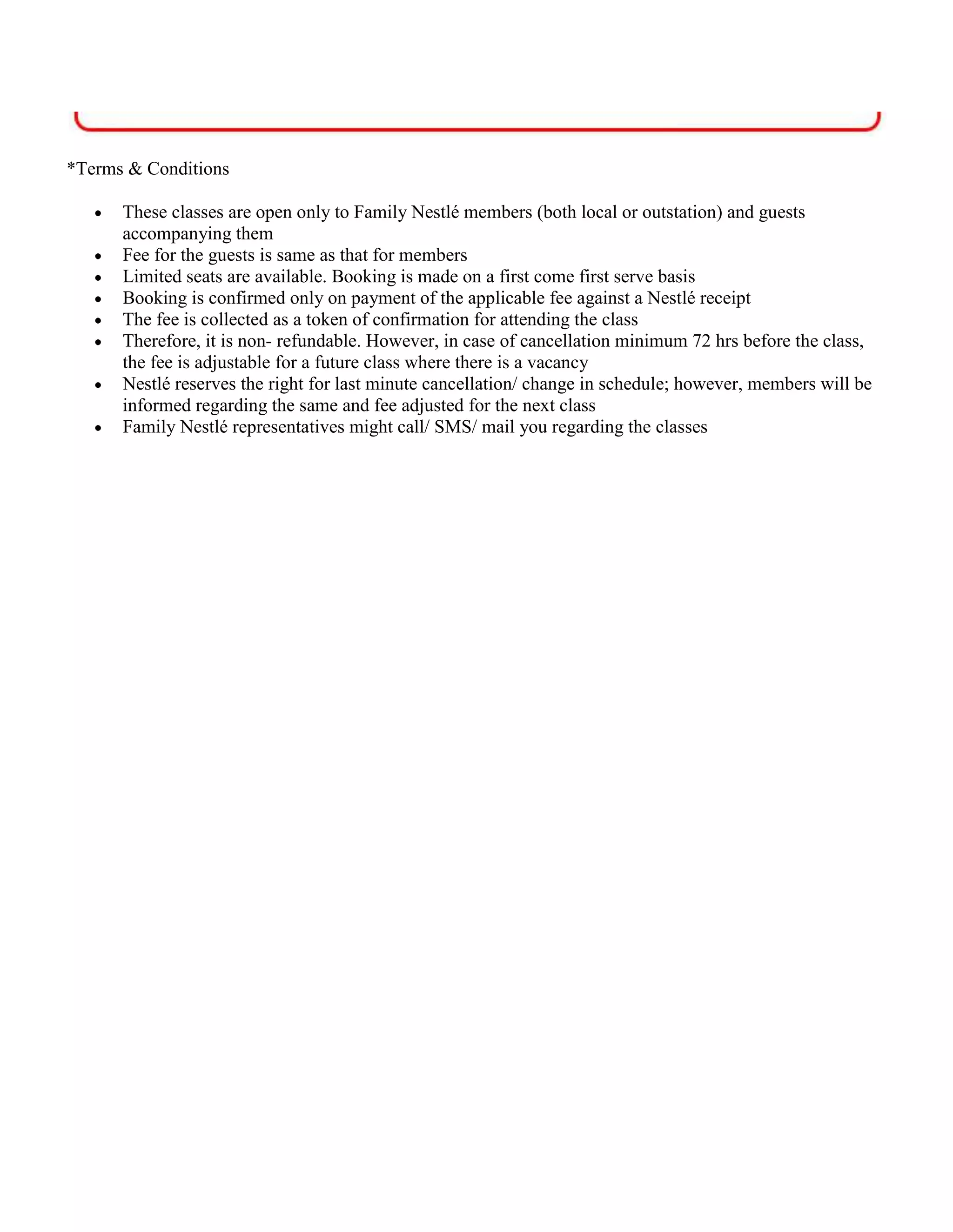 Nestle sept cooking demo classes schedule cooking classes in delhi | DOCX