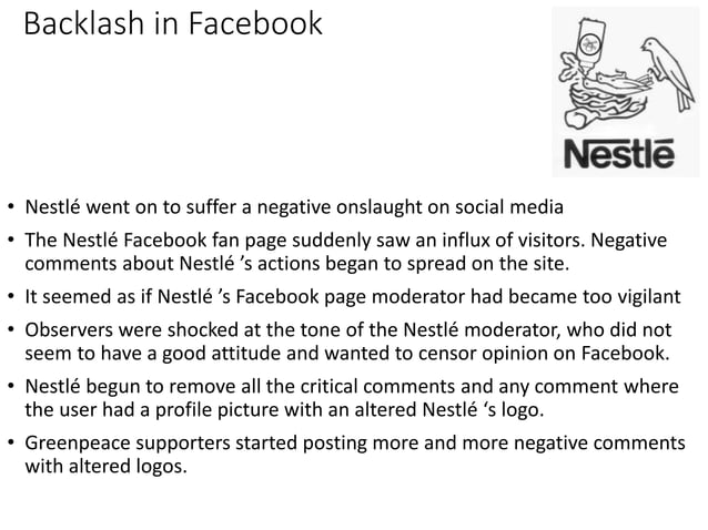 Nestle social media backlash | PPT