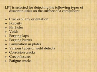 Visual testing ,Liquid penetrant testing | PPT