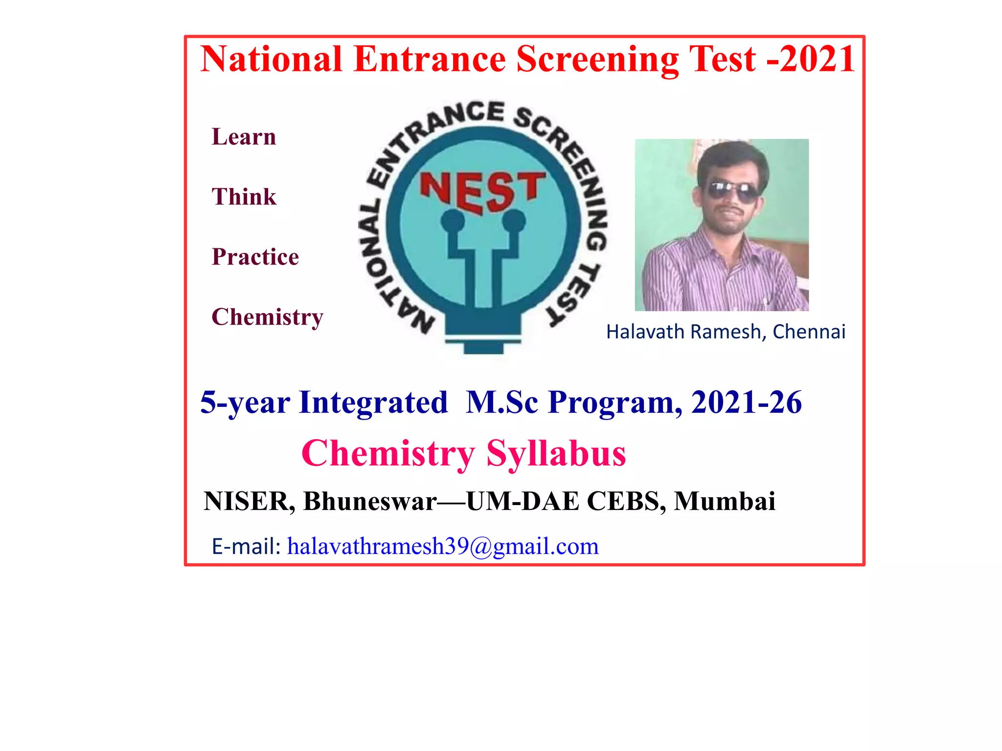 National Entrance Screening Test 2021 | PPTX