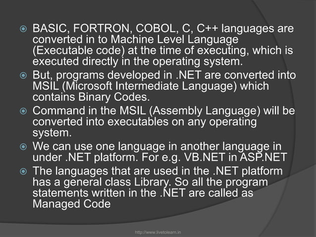 Introduction to .NET Programming | PPTX | Web Development | Internet