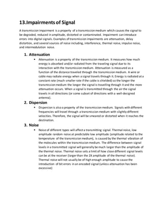 Impairment of signals & Transmission Medium | DOCX