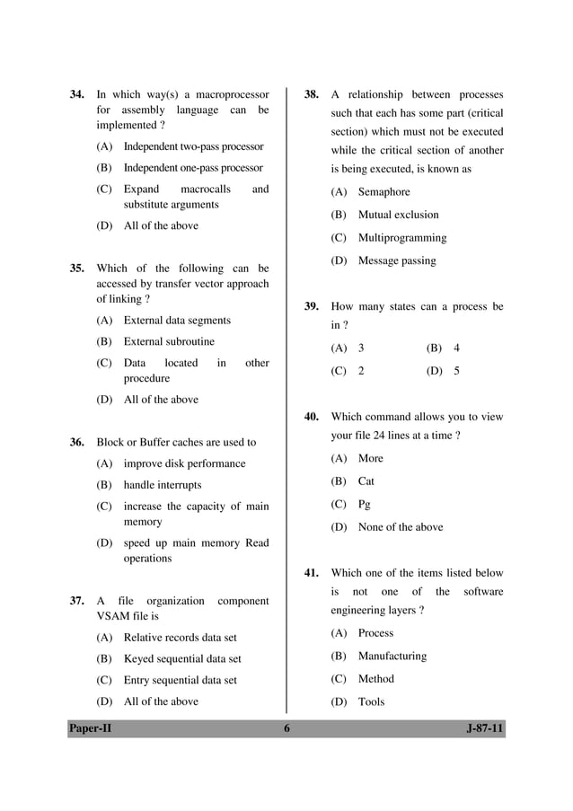 UGC-NET-COMPUTER SCIENCE-JUNE-2011-PAPER-II | PDF | Computing ...