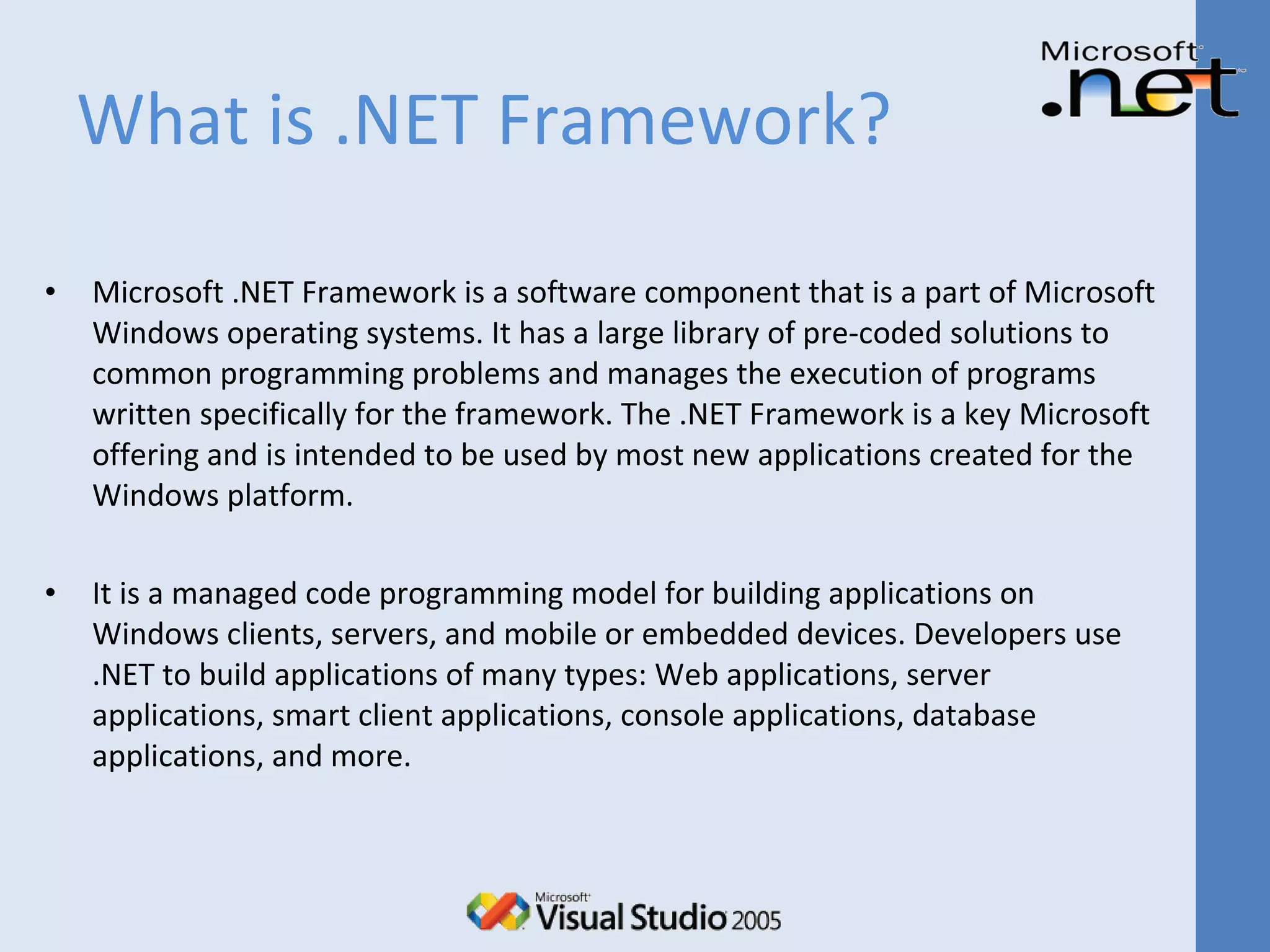 dotNET frameworks | PPT
