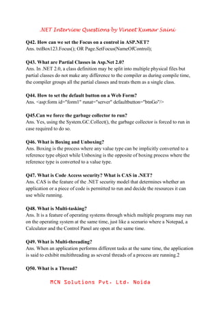 Top 100 .Net Interview Questions and Answer | PDF