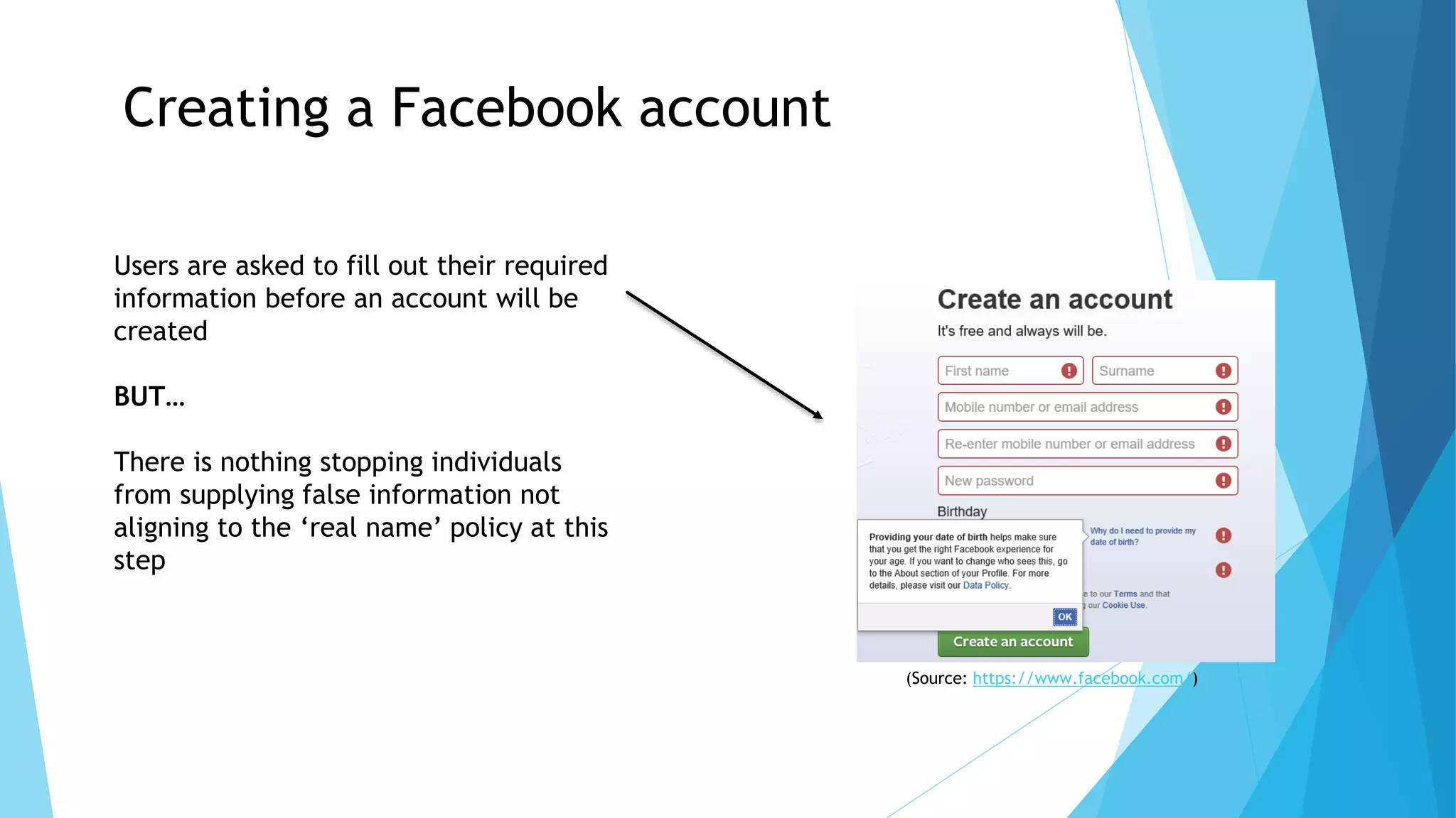 Facebook: 'Real name' policy & privacy | PPTX