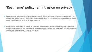 Facebook: 'Real name' policy & privacy | PPTX