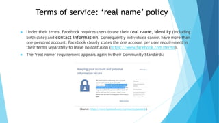 Facebook: 'Real name' policy & privacy | PPTX