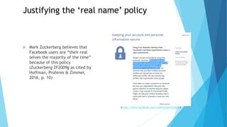 Facebook: 'Real name' policy & privacy | PPTX