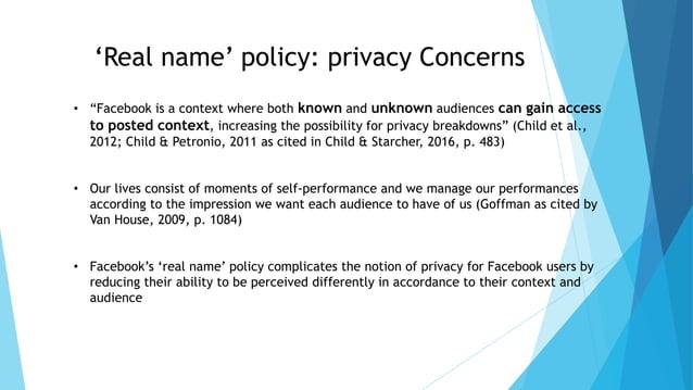 Facebook: 'Real name' policy & privacy | PPTX