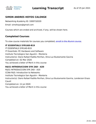 Net acad learning transcript | PDF