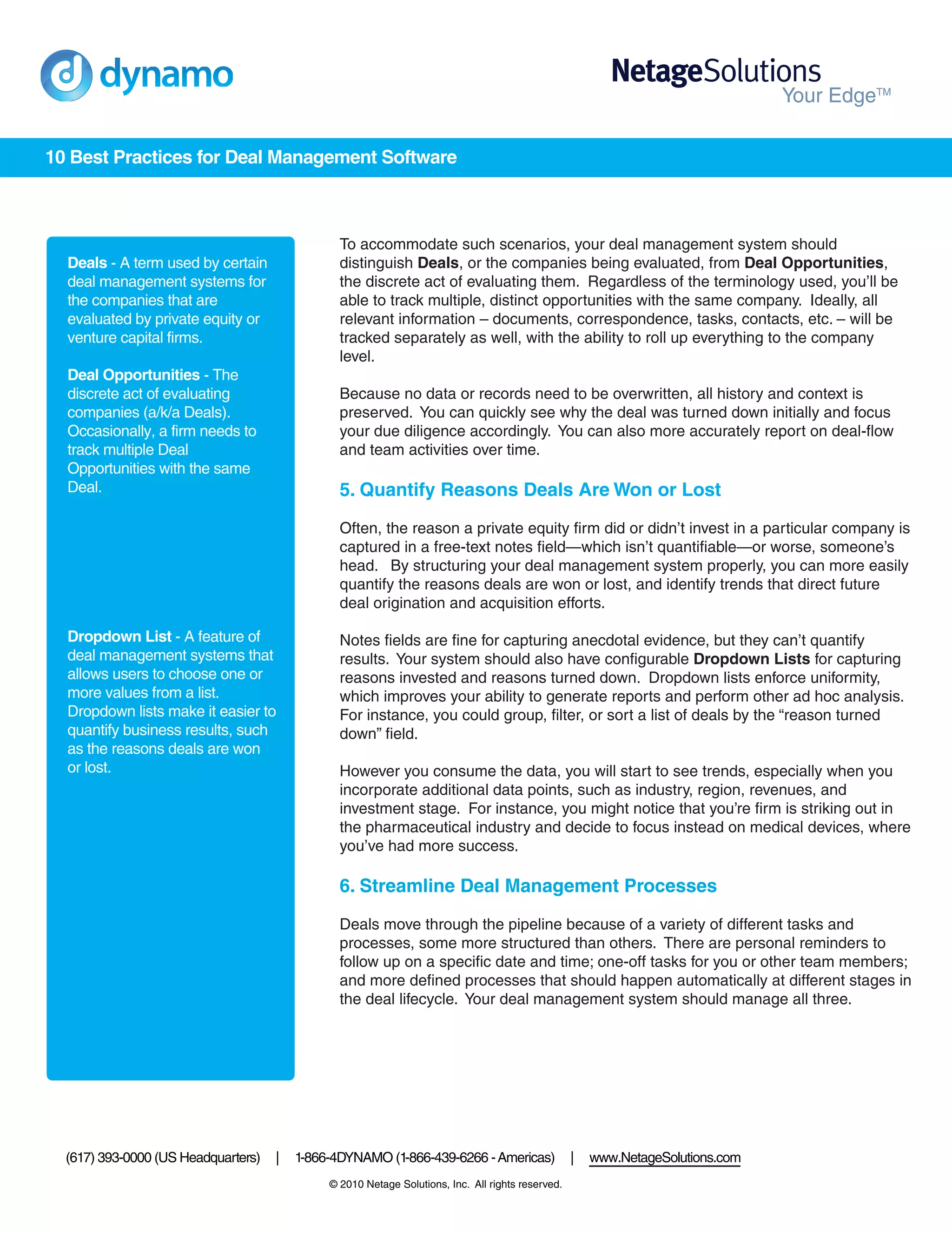 10 Best Practices For Deal Flow Mgt | PDF