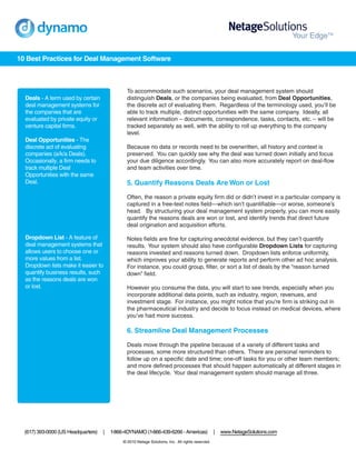 10 Best Practices For Deal Flow Mgt | PDF