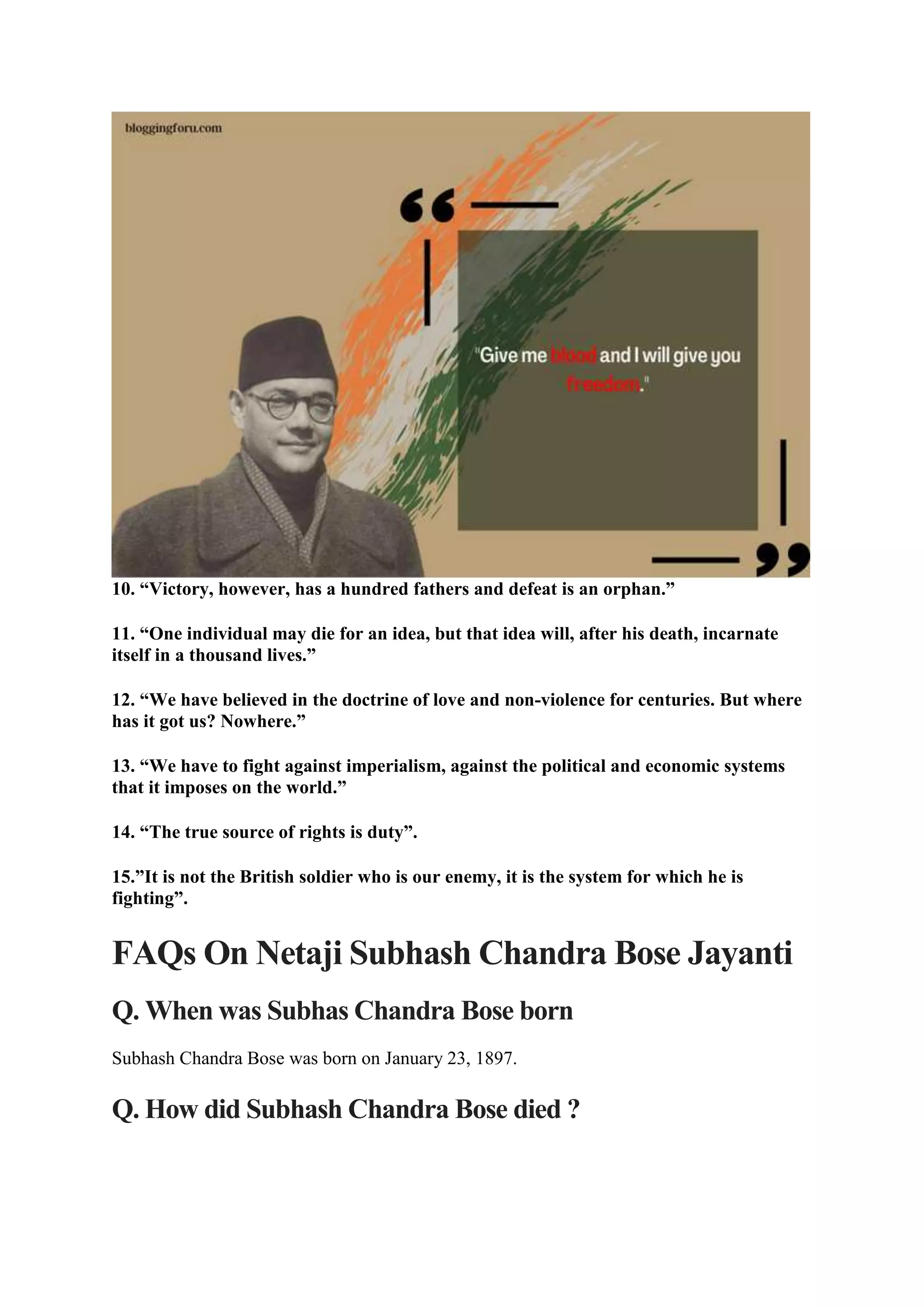 Netaji Subhash Chandra Bose Jayanti 2023 Facts, Quotes, History, Images ...