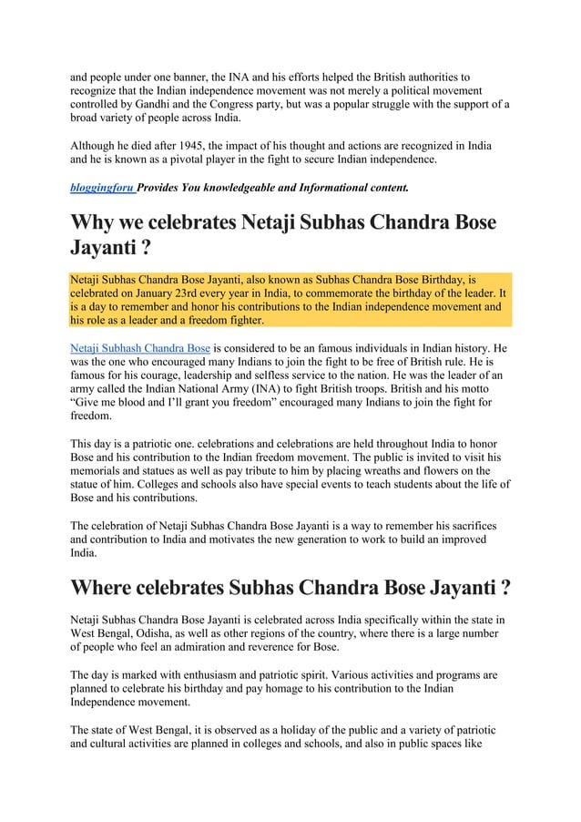 Netaji Subhash Chandra Bose Jayanti 2023 Facts, Quotes, History, Images ...