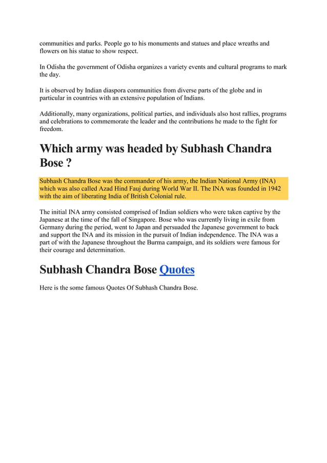 Netaji Subhash Chandra Bose Jayanti 2023 Facts, Quotes, History, Images ...