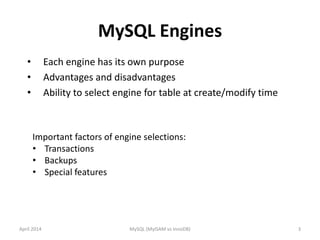 mysql engines | PPT