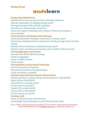 NetApp Training in Hyderabad | PDF