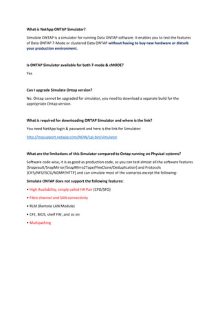 NetApp ontap simulator | PDF