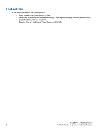Netapp snapmirror unified_replication_v1.2-lab_guide | PDF