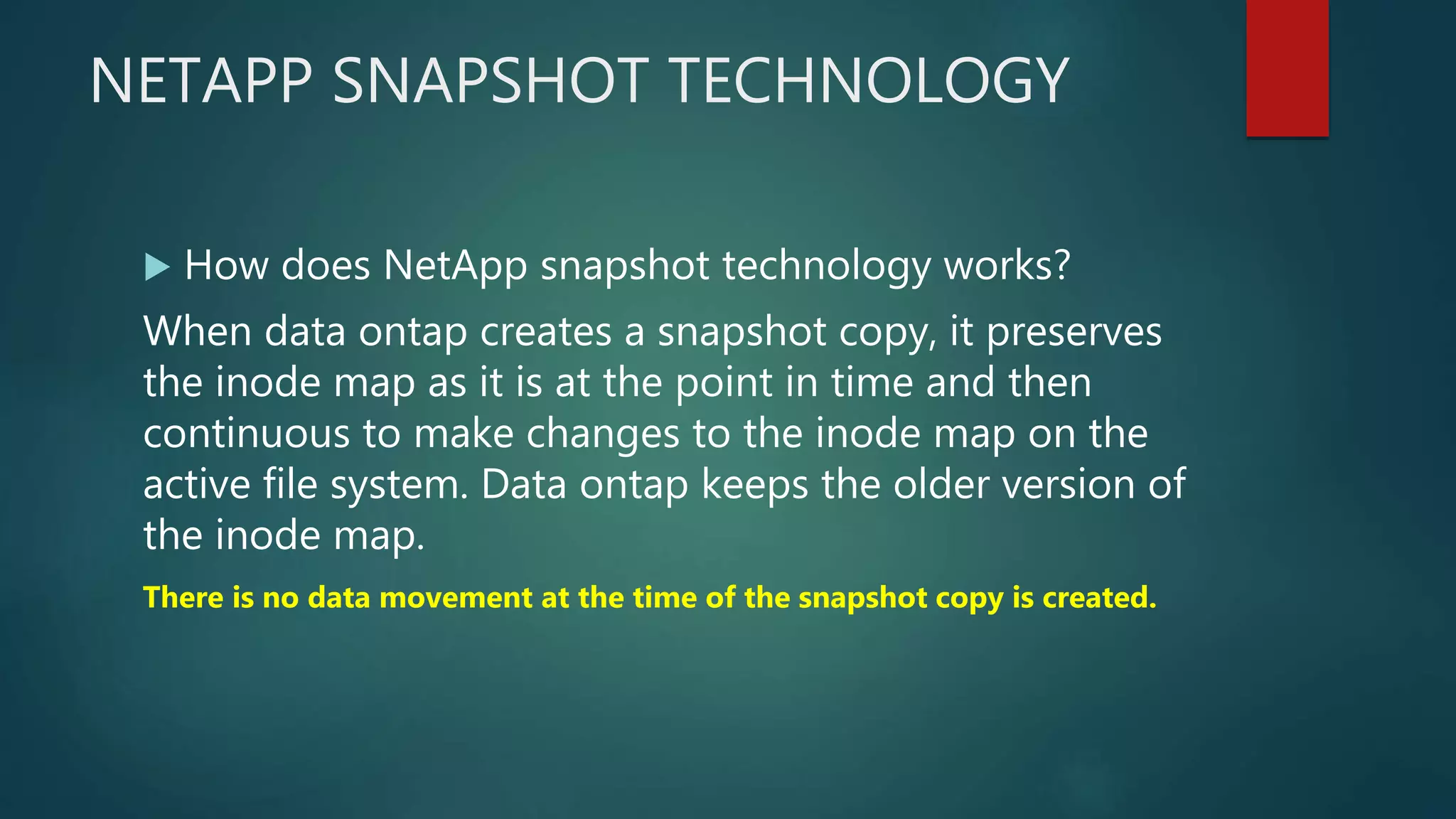 Snapshot technology Netapp storage | PPTX