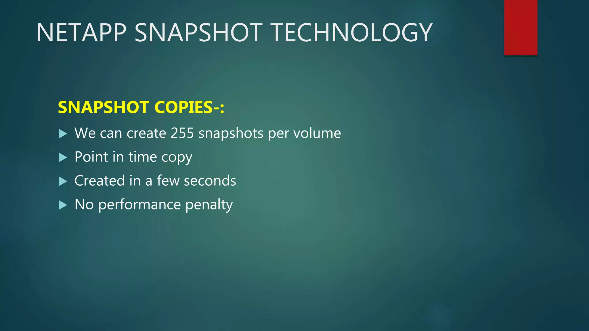 Snapshot technology Netapp storage | PPTX
