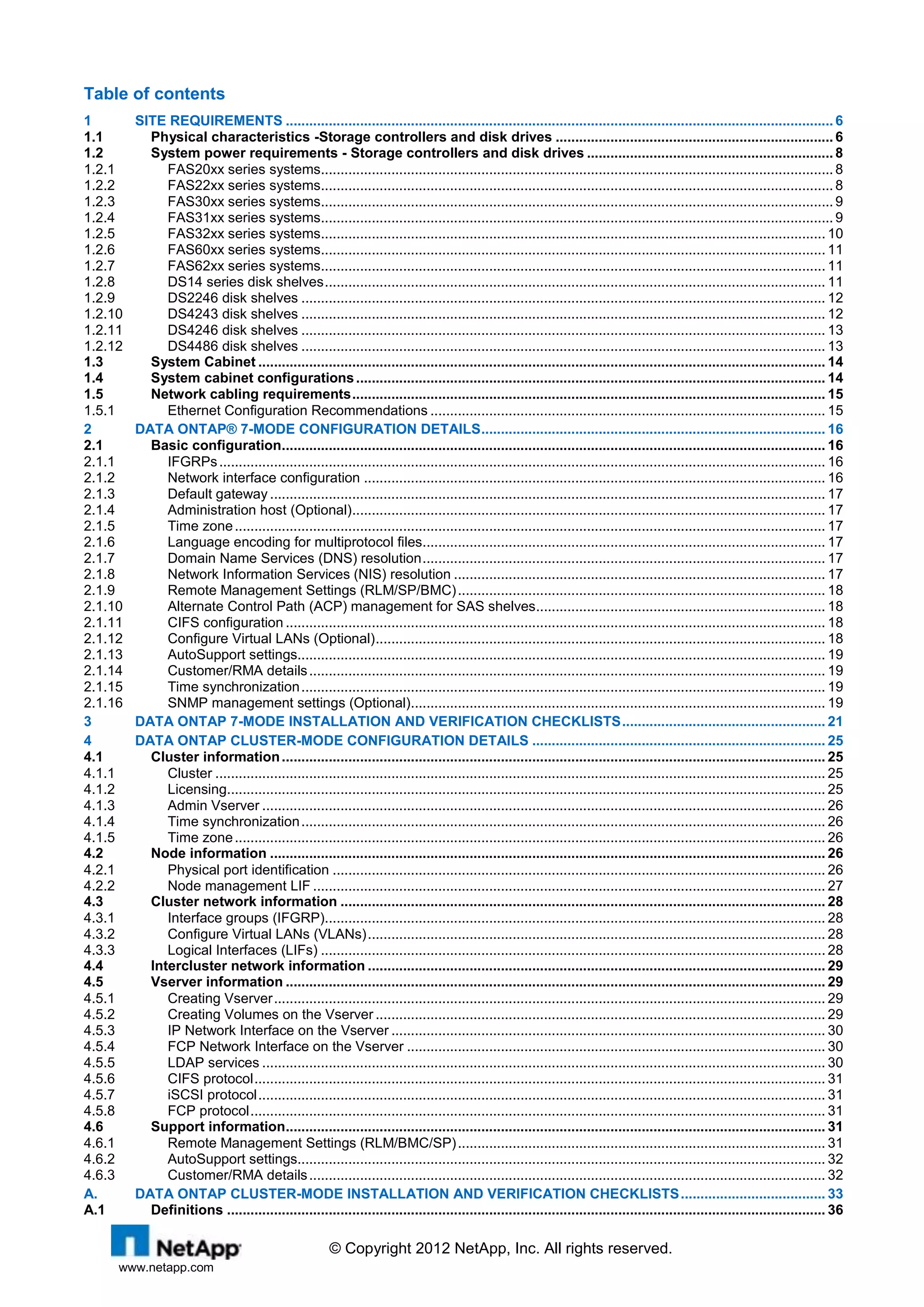 NetApp system installation workbook Spokane | DOCX