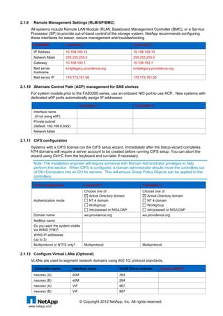 NetApp system installation workbook Spokane | PDF
