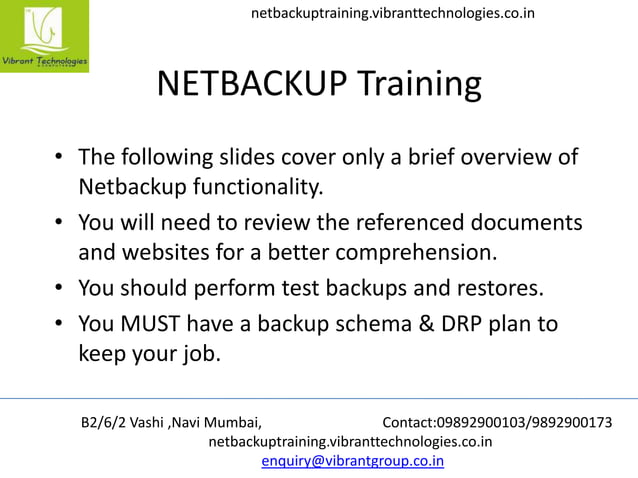 Netbackup training-course-navi-mumbai-netbackup-course-provider-navi-mumbai | PPT | Free Download